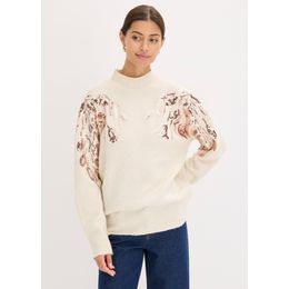 bonprix Oversize-Pullover mit Pailletten, beige