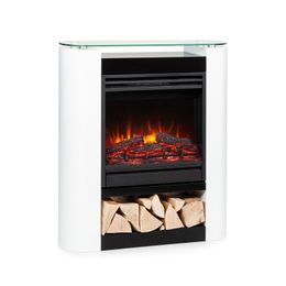 Klarstein Studio 5 Arc Elektrokamin 1800 W LED-Flammen Heizl&uuml;fter Fernbedienung Wei&szlig;