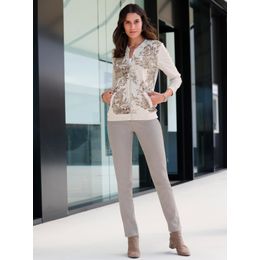 WITT Damen Shirtjacke in Blousonform, elfenbein-beige-bedruckt, Gr&ouml;&szlig;e 38