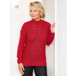 WITT Damen Stehkragenpullover mit Einstrickmuster, rot, Gr&ouml;&szlig;e 38