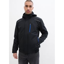 bonprix Softshelljacke in Blousonform mit Kapuze, schwarz, Softshell