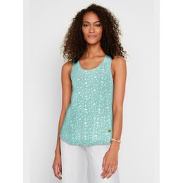 WITT Damen Shirttop mit Rundhals-Ausschnitt, mint-wei&szlig;-bedruckt, Gr&ouml;&szlig;e 40