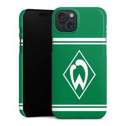 DeinDesign iPhone 15 Plus Handy Premium Case Smartphone Handyh&uuml;lle Schutzh&uuml;lle gl&auml;nzend Sv Werder Bremen Official Licensed Product Logo Premium Case