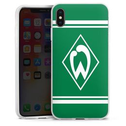 DeinDesign iPhone Xs Max Handy Silikon H&uuml;lle Case transparent Handyh&uuml;lle Sv Werder Bremen Official Licensed Product Logo Silikon Case
