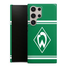 DeinDesign Galaxy S24 Ultra Handy Premium Case Smartphone Handyh&uuml;lle Schutzh&uuml;lle gl&auml;nzend Sv Werder Bremen Official Licensed Product Logo Premium Case