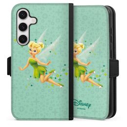 DeinDesign Galaxy S24 Handy Klapph&uuml;lle Handyh&uuml;lle aus Kunst Leder schwarz Flip Case Tinkerbells Official Licensed Product Disney Sideflip mit Lasche