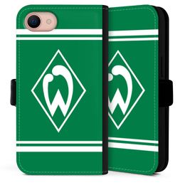 DeinDesign iPhone 16e Handy Klapph&uuml;lle Handyh&uuml;lle aus Kunst Leder schwarz Flip Case Sv Werder Bremen Official Licensed Product Logo Sideflip mit Lasche