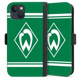 DeinDesign iPhone 13 Handy Klapph&uuml;lle Handyh&uuml;lle aus Kunst Leder schwarz Flip Case Sv Werder Bremen Official Licensed Product Logo Sideflip mit Lasche