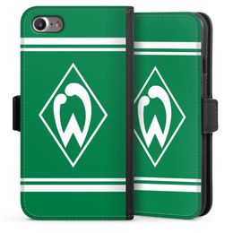 DeinDesign iPhone SE (2022) Handy Klapph&uuml;lle Handyh&uuml;lle aus Kunst Leder schwarz Flip Case Sv Werder Bremen Official Licensed Product Logo Sideflip mit Lasche
