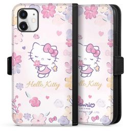 DeinDesign iPhone 11 Handy Klapph&uuml;lle Handyh&uuml;lle aus Kunst Leder schwarz Flip Case Water Colour Hello Kitty Merchandise Sideflip mit Lasche