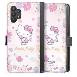 DeinDesign Galaxy A32 4G Handy Klapph&uuml;lle Handyh&uuml;lle aus Kunst Leder schwarz Flip Case Water Colour Hello Kitty Merchandise Sideflip mit Lasche