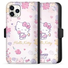 DeinDesign iPhone 11 Pro Handy Klapph&uuml;lle Handyh&uuml;lle aus Kunst Leder schwarz Flip Case Water Colour Hello Kitty Merchandise Sideflip mit Lasche
