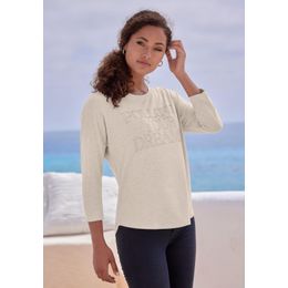 Lascana Damen 3/4-Arm-Shirt, beige meliert, Gr&ouml;&szlig;e 36/38