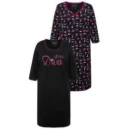 Ulla Popken Nachthemd Damen Größe M/L blau / pink / schwarz
