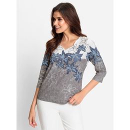 Print-Shirt Lady "Shirt", Damen, Gr. 36, blau (royalblau, schwarz, bedruckt), 95% Polyester, 5% Elasthan, gebl&uuml;mt, gemustert, mehrfarbig, Shirts