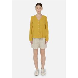 Klassische Bluse FRESHLIONS "Bailey", Damen, Gr. XL, gelb, 100% Baumwolle, unifarben, normal, Blusen, mit stylischem V-Ausschnitt