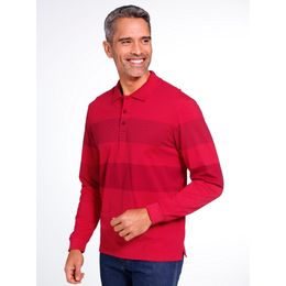 Poloshirt CLASSIC "Langarm-Poloshirt", Herren, Gr. 60/62, rot (rot, dunkelrot), 100% Baumwolle, gemustert, gestreift, Shirts