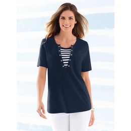Kurzarmshirt Classic Basics "Shirt", Damen, Gr. 38, blau (marine), 100% Baumwolle, unifarben, Rundhals, Shirts