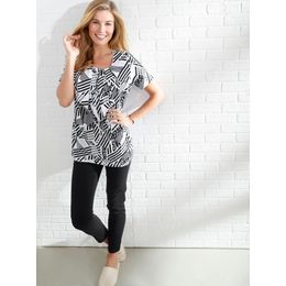 Longshirt Classic Basics "Shirt", Damen, Gr. 52, wei&szlig; (wei&szlig;, gemustert), 100% Baumwolle, bedruckt, gemustert, mehrfarbig, Rundhals, Shirts Longshirt