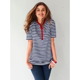 Kurzarmshirt Classic Basics "Shirt", Damen, Gr. 40, bunt (wei&szlig;, marine, gestreift), 100% Baumwolle, gemustert, mehrfarbig, Rundhals, Shirts