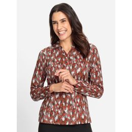 Poloshirt Inspirationen "Poloshirt", Damen, Gr. 46, rot (rostrot, graphit, bedruckt), 50% Baumwolle, 50% Modal, gemustert, mehrfarbig, Shirts