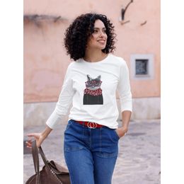Rundhalsshirt Inspirationen "Shirt", Damen, Gr. 38, beige (ecru), 95% Baumwolle, 5% Elasthan, animal-print, bedruckt, gemustert, mehrfarbig, Rundhals, Shirts Rundhalsshirt