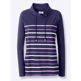 Langarmshirt Casual Looks "Shirt", Damen, Gr. 38, blau (marine, geringelt), 100% Baumwolle, gemustert, gestreift, mehrfarbig, Shirts Langarmshirt