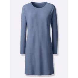 Langarmshirt feel good "Longshirt", Damen, Gr. 36/38, blau (taubenblau), 64% Polyester, 32% Viskose, 4% Elasthan, unifarben, Shirts Langarmshirt