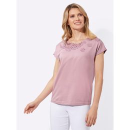 Rundhalsshirt Classic Basics "Shirt", Damen, Gr. 44, lila (mauve), 100% Baumwolle, unifarben, Rundhals, Shirts Rundhalsshirt