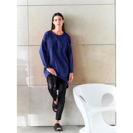 Longshirt Heine "Longshirt", Damen, Gr. 38, blau (royalblau), 100% Baumwolle, unifarben, Rundhals, Shirts Longshirt