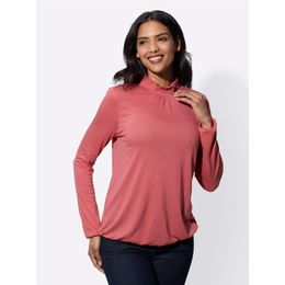 Stehkragenshirt Classic Basics "Stehkragen-Shirt", Damen, Gr. 38, pink (grapefruit), 100% Viskose, unifarben, Shirts Stehkragenshirt