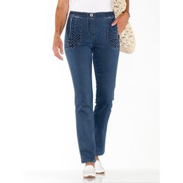 Schlupfjeans Classic Basics, Damen, Gr. 54, Normalgr&ouml;&szlig;en, blau (blau, stone, washed), 81% Baumwolle, 17% Polyester, 2% Elasthan, unifarben, lang, Jeans Schlupfjeans