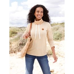 Rollkragenshirt Casual Looks "Shirt", Damen, Gr. 48, braun (camel, ecru), 95% Baumwolle, 5% Elasthan, gemustert, gestreift, mehrfarbig, Shirts