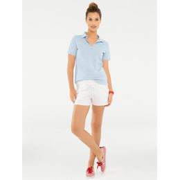 Poloshirt Heine "Poloshirt", Damen, Gr. 36, blau (bleu), 95% Baumwolle, 5% Elasthan, unifarben, Shirts