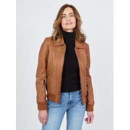 Blouson JCC "2999101-2", Damen, Gr. 3XL, braun (cognac), Obermaterial: 100% Leder; Futter: 100% Polyester, Jacken Blouson