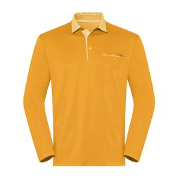 Langarmshirt Hajo "Langarm-Shirt", Herren, Gr. 52/54, gelb (ocker), 62% Baumwolle, 38% Polyester, unifarben, ohne Ausschnitt, Shirts Langarmshirt