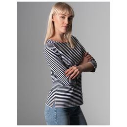 Longsleeve TRIGEMA "TRIGEMA Shirt aus 100% Baumwolle mit 3/4-Arm", Damen, Gr. M, blau (navy), 100% Baumwolle, Shirts