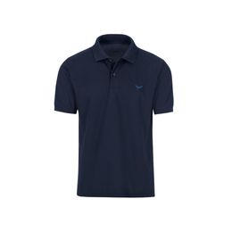 Poloshirt TRIGEMA "TRIGEMA Poloshirt DELUXE Piqué", Jungen, Gr. 152, blau (navy), 100% Baumwolle, Basic, Shirts