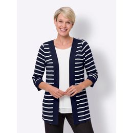 Shirtjacke Classic Basics "Shirtjacke", Damen, Gr. 42, blau (marine, wei&szlig;, gestreift), 95% Viskose, 5% Elasthan, gemustert, mehrfarbig, Shirts Shirtjacke