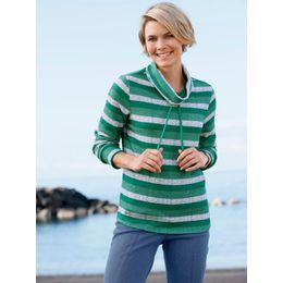 Rollkragenshirt Casual Looks "Shirt", Damen, Gr. 48, gr&uuml;n (gr&uuml;n, hellgrau, geringelt), 95% Polyester, 5% Elasthan, gemustert, gestreift, mehrfarbig, Shirts