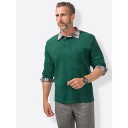 Poloshirt "Langarm-Poloshirt", Herren, Gr. 64/66, gr&uuml;n (moosgr&uuml;n), 100% Baumwolle, gemustert, kariert, unifarben, ohne Ausschnitt, Shirts