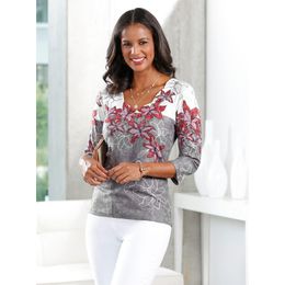 Print-Shirt Lady "Shirt", Damen, Gr. 38, rot (rot, schwarz, bedruckt), 95% Polyester, 5% Elasthan, gebl&uuml;mt, gemustert, mehrfarbig, Shirts