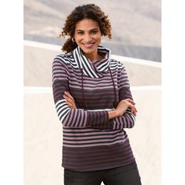 Langarmshirt Casual Looks "Sweatshirt", Damen, Gr. 40, burgund, mauve, geringelt, 100% Baumwolle, bedruckt, gemustert, gestreift, mehrfarbig, Shirts Langarmshirt
