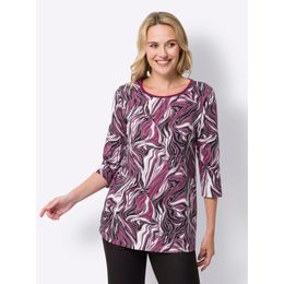 Longshirt Classic Basics "Longshirt", Damen, Gr. 38, bunt (malve, ecru, bedruckt), 100% Baumwolle, animal-print, gemustert, mehrfarbig, Rundhals, Shirts Longshirt