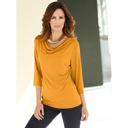 Wasserfallshirt Inspirationen "Shirt", Damen, Gr. 40, gelb (maisgelb), 95% Viskose, 5% Elasthan, unifarben, Wasserfallausschnitt, Shirts
