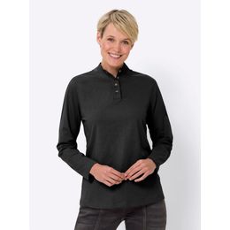 Stehkragenshirt Classic Basics "Shirt", Damen, Gr. 46, schwarz, 100% Baumwolle, unifarben, ohne Ausschnitt, Shirts Stehkragenshirt