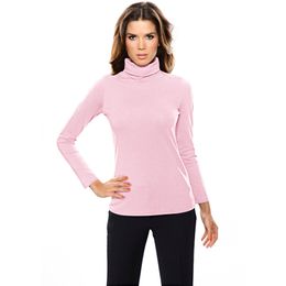 Rollkragenshirt Heine "Rollkragen-Shirt", Damen, Gr. 50, rosa (ros&eacute;), 95% Baumwolle, 5% Elasthan, unifarben, Shirts
