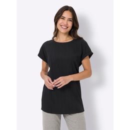 Longshirt "Longshirt", Damen, Gr. 46, schwarz, 98% Polyester, 2% Elasthan, unifarben, Rundhals, Shirts Longshirt