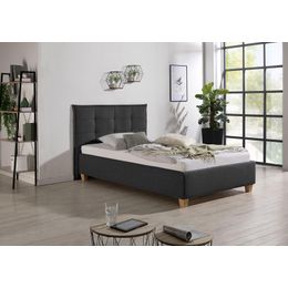 Polsterbett Maintal, grau (anthrazit), B:138cm L:213cm, Betten, Polsterbett ohne Bettkasten Polsterbett, inklusive Bettkasten