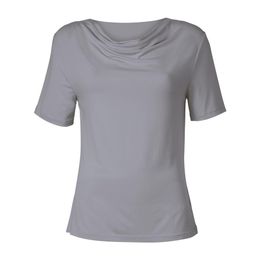 Wasserfallshirt Inspirationen "Shirt", Damen, Gr. 40, grau (anthrazit), 95% Viskose, 5% Elasthan, unifarben, Wasserfallausschnitt, Shirts